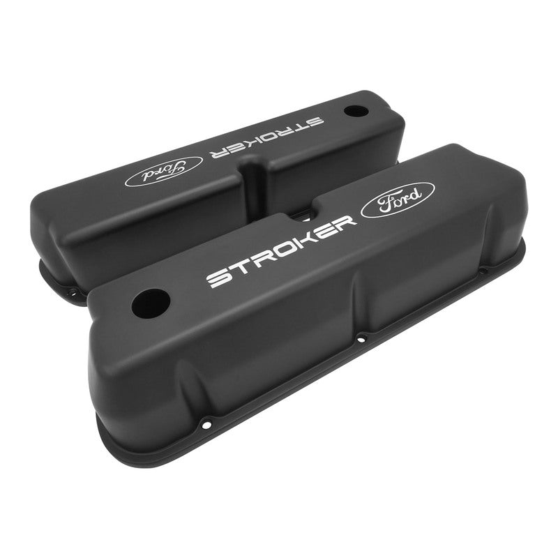 Proflow Valve Covers, Tall Cast Aluminium, Black, Stroker Ford Logo, S ...